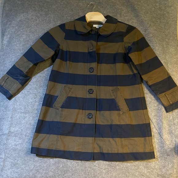Boden | Jackets & Coats | Boden Womens Stripe Button Front Coat Navy ...